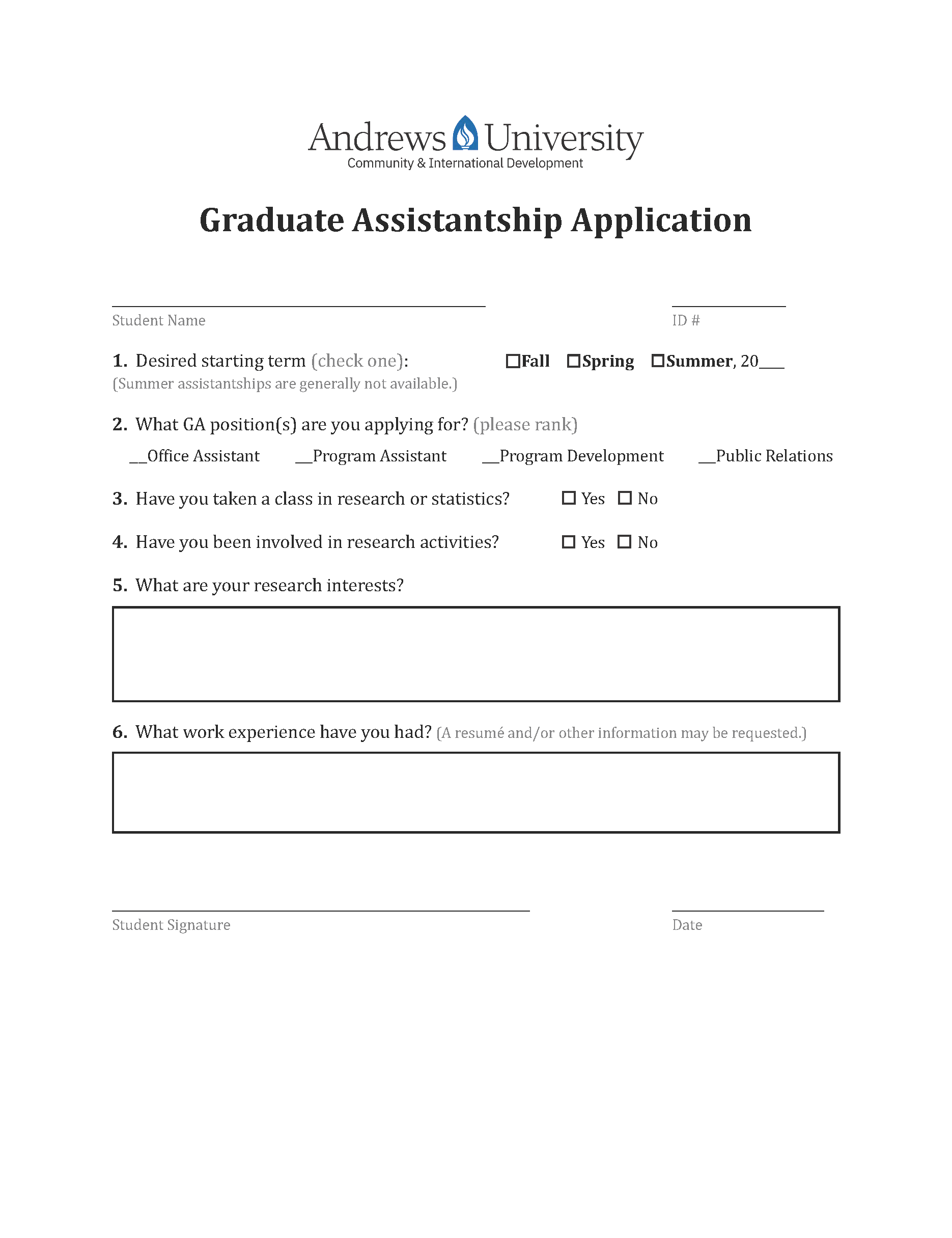 Student Employment :: Andrews University