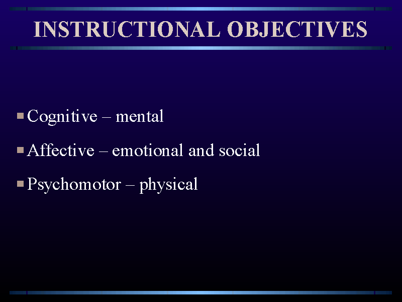INSTRUCTIONAL OBJECTIVES